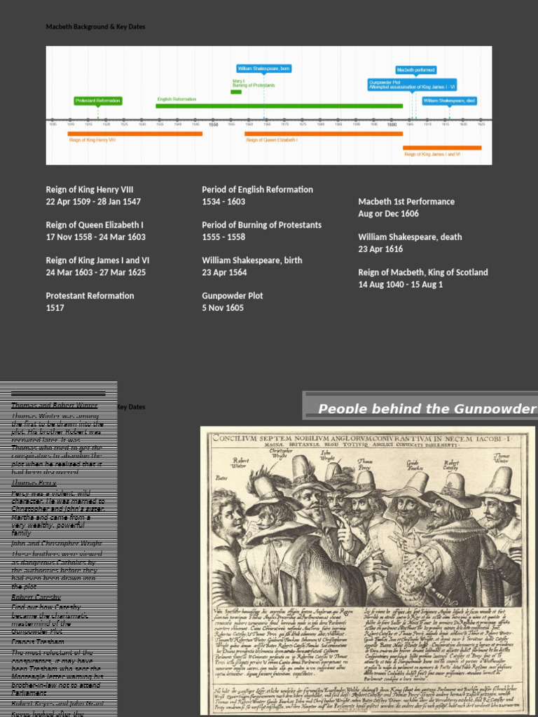 Macbeth Background & Key Dates | PDF | Macbeth | Gunpowder Plot