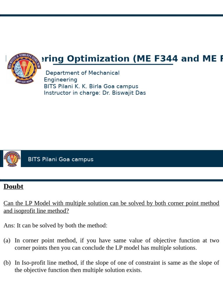 Lecture 7 - Graphical Method Numerical and Intro To Algbraic Method | PDF | Mathematical ...