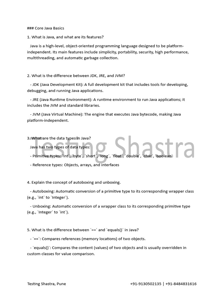 Top 50 Java QnA | PDF | Inheritance (Object Oriented Programming) | Class (Computer Programming)