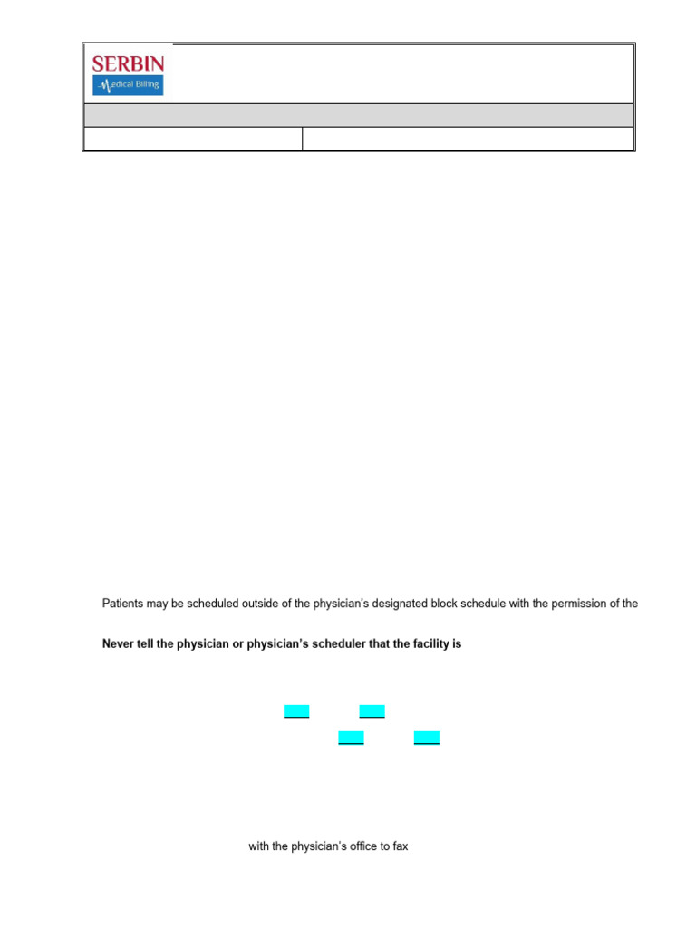 Surgery Center Scheduling Guidelines | PDF | Physician | Patient