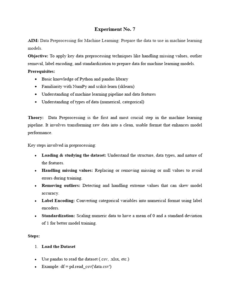 Data Preprocessing for Machine Learning | PDF | Outlier | Machine Learning