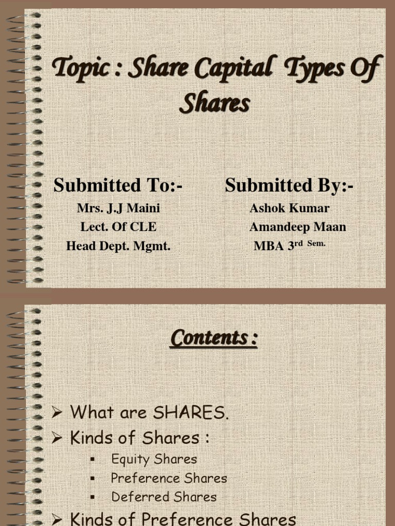 Share Capital & Types | PDF | Preferred Stock | Dividend
