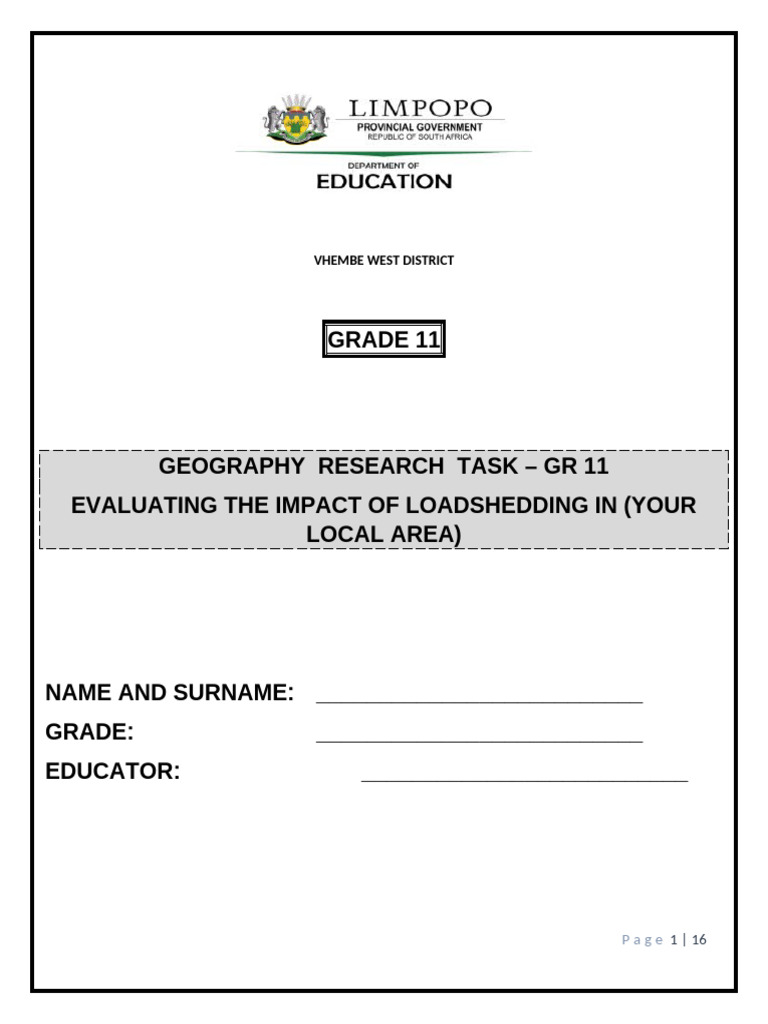 Grade 11 Geography: Loadshedding Impact | PDF | Human Communication ...