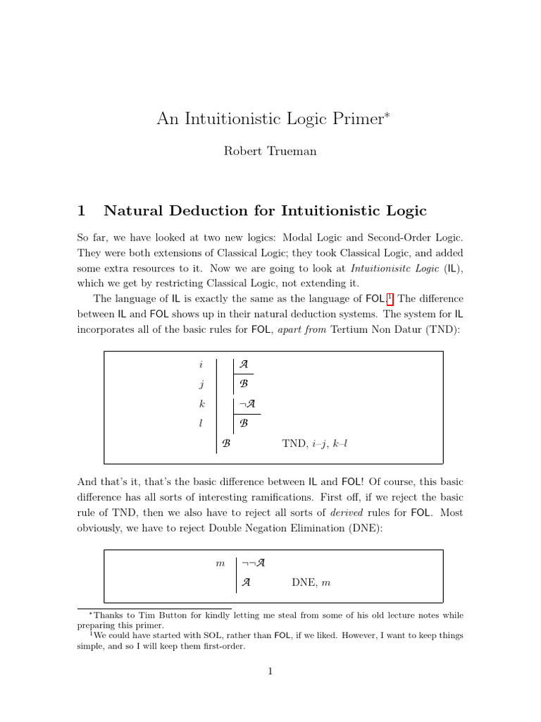 Intuitionistic Logic Overview and Proofs | PDF | Mathematical Proof ...
