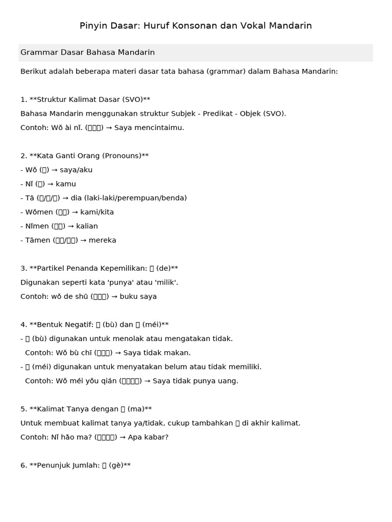 Grammar Dasar Bahasa Mandarin Pdf