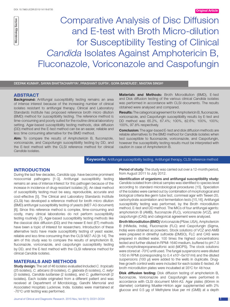 Comparative Analysis of Disc Diffusion A | PDF | Candidiasis | Candida (Fungus)