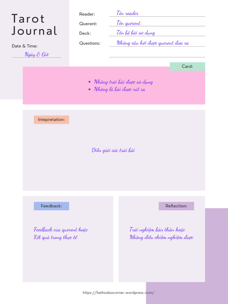 Tarot Journal Template Printable | PDF