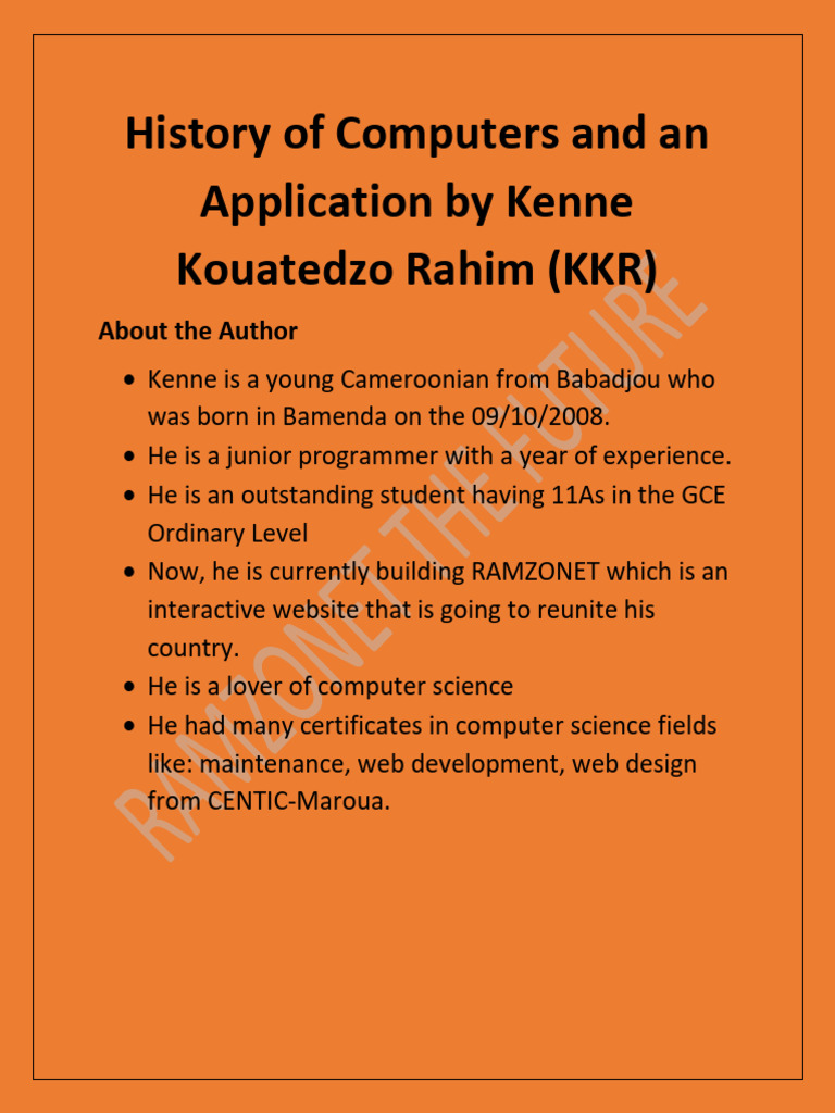 History of Computers and An Application by Kenne Kouatedzo Rahim | PDF ...