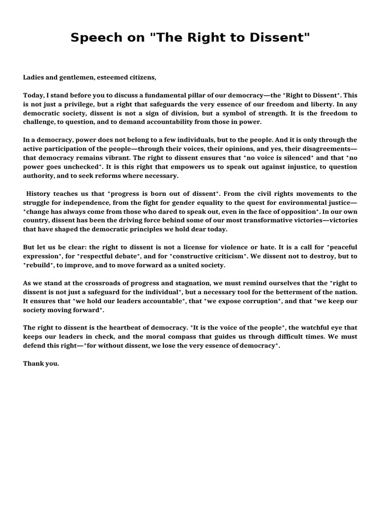 Importance of the Right to Dissent | PDF