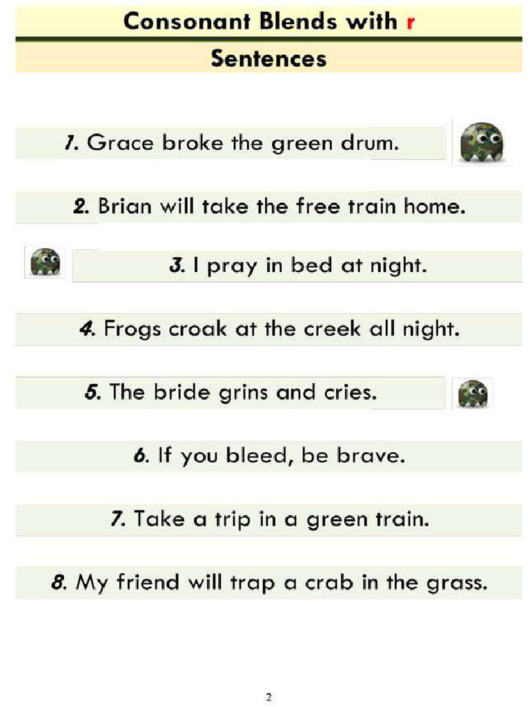 Consonant Blends BR CR DR FR GR PR TR 2 | PDF