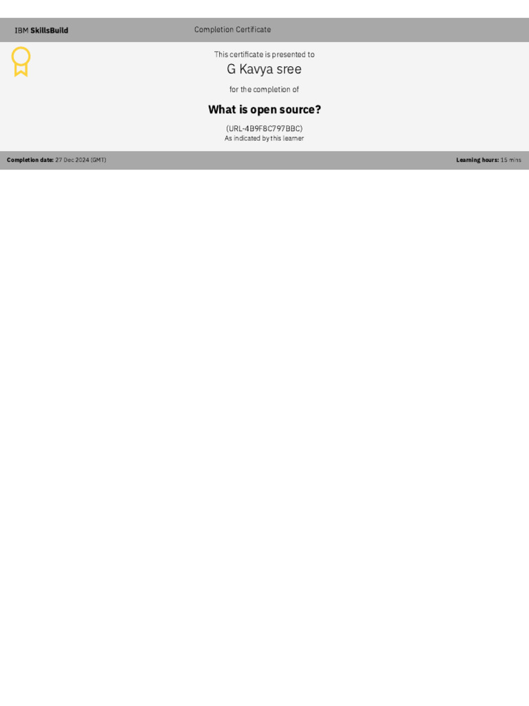 Open Source Completion Certificate | PDF
