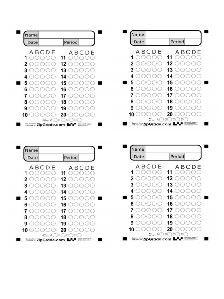 Zipgrade 20 Items | PDF