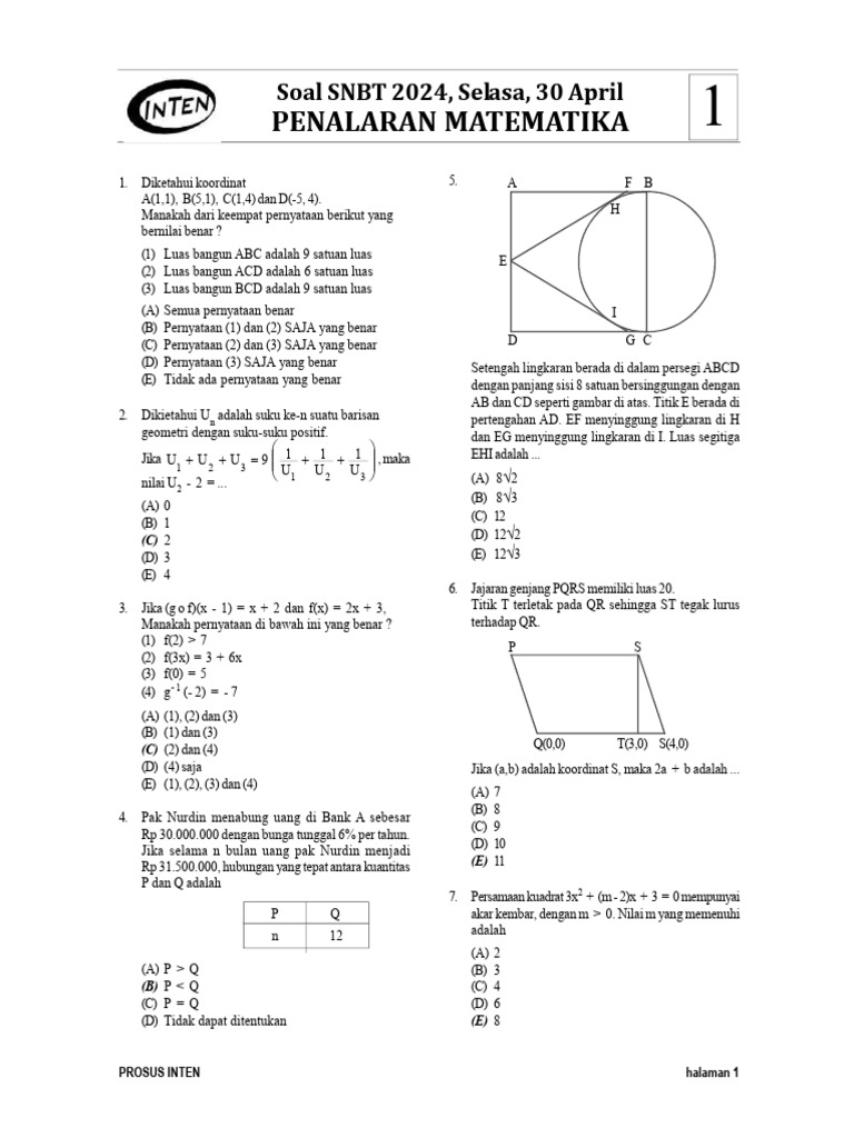 Soal Asli Utbk-Snbt 2024 Pm-1 | PDF