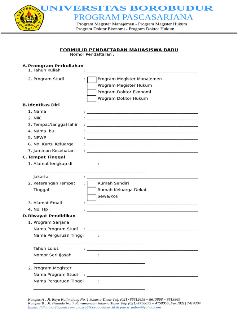 Pendaftaran Mahasiswa Baru Pascasarjana | PDF