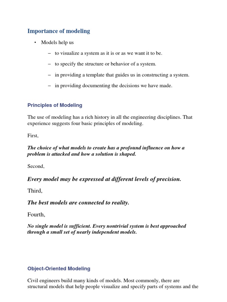 Importance of Modeling | PDF | Object (Computer Science) | Object ...