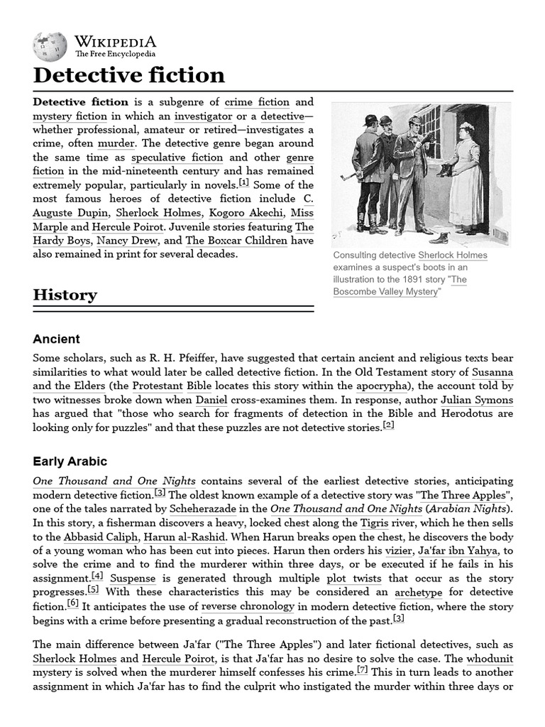 Detective fiction - Wikipedia | PDF | Detective Fiction | Crime Fiction