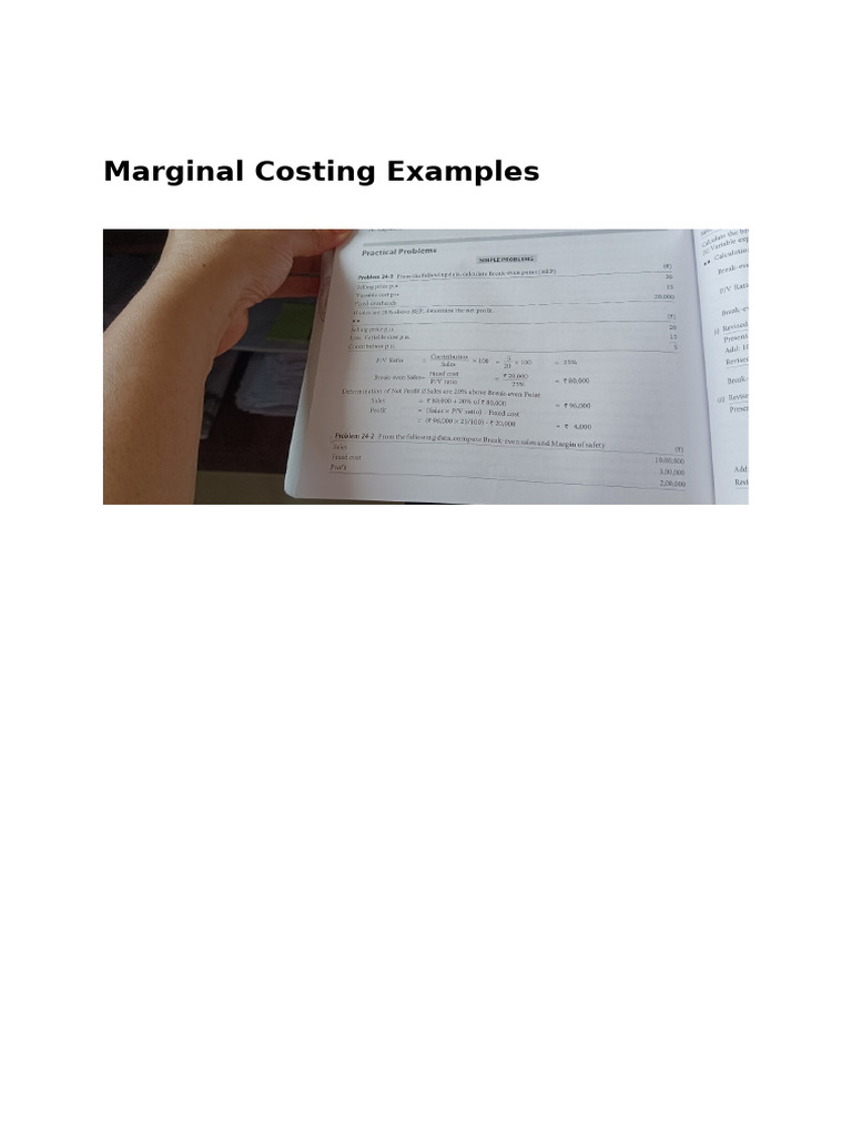 Marginal Costing Examples | PDF
