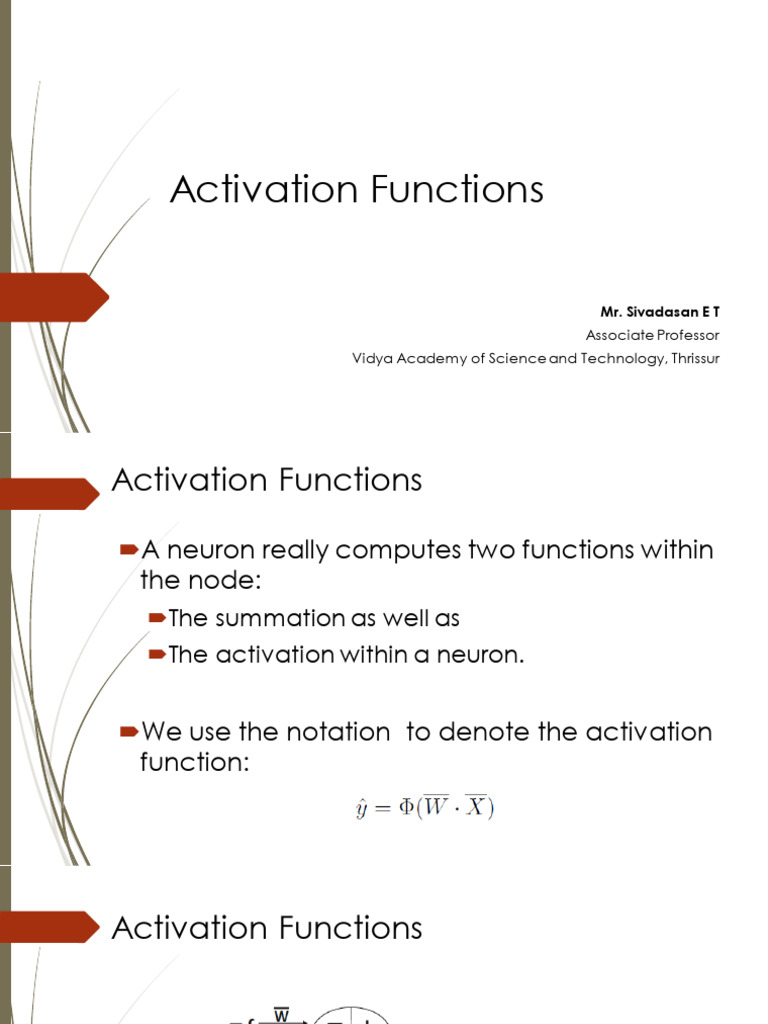 Activation Functions - Sigmoid - Tanh - ReLU - Softmax - Risk Minimization - Loss Function | PDF ...
