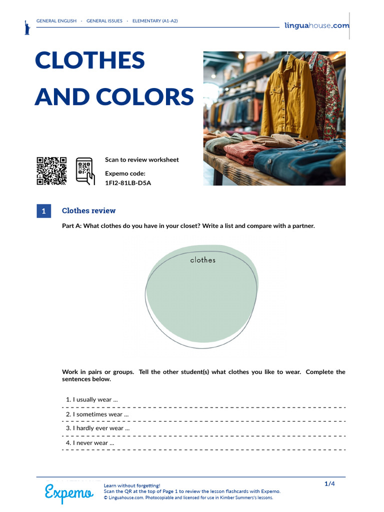 Clothes and Colors for Beginners | PDF | Clothing | Color