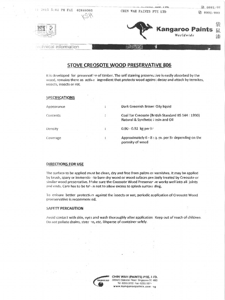 Stove Wood Preservative 806 (Anti Termites) MSDS | PDF