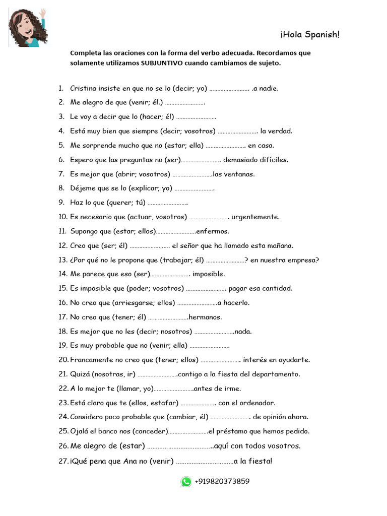 Ejercicio Practica Subjuntivo | PDF