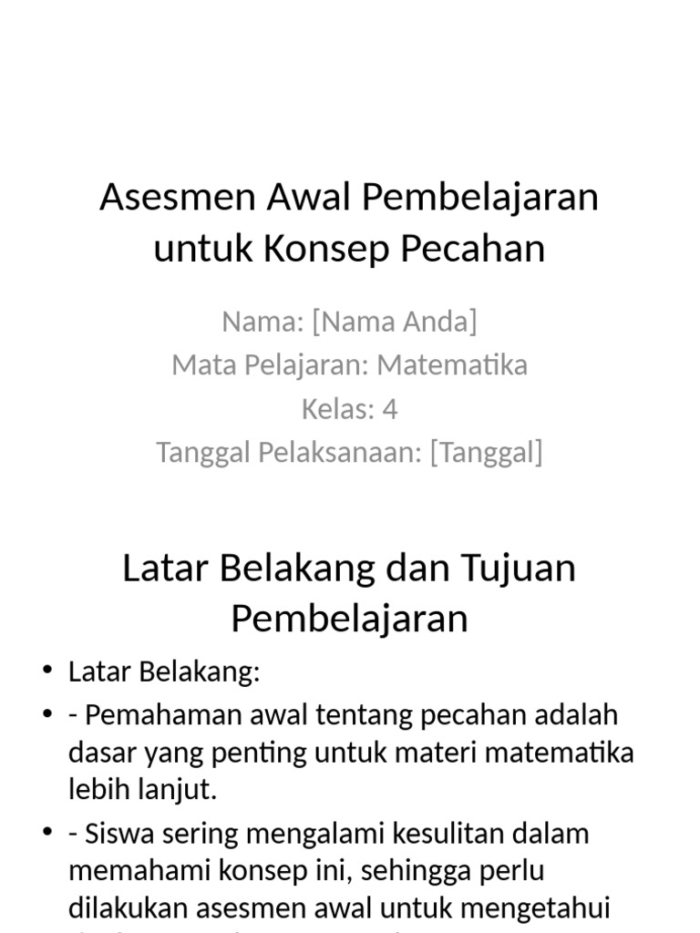 Asesmen Awal Pembelajaran Presentation | PDF