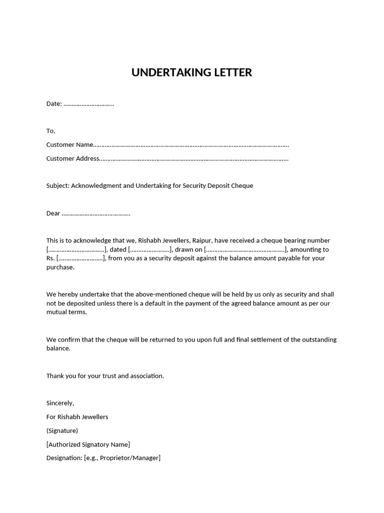 Undertaking Letter For Securty Check | PDF