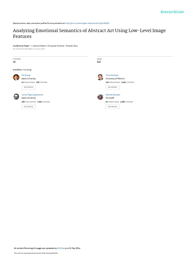Analyzing Emotional Semantics of Abstract Art Using Low-Level Image Features | PDF | Accuracy ...