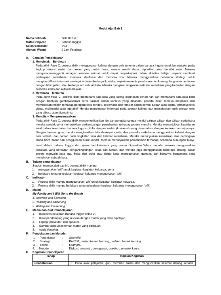 Modul Ajar Bab 8 | PDF