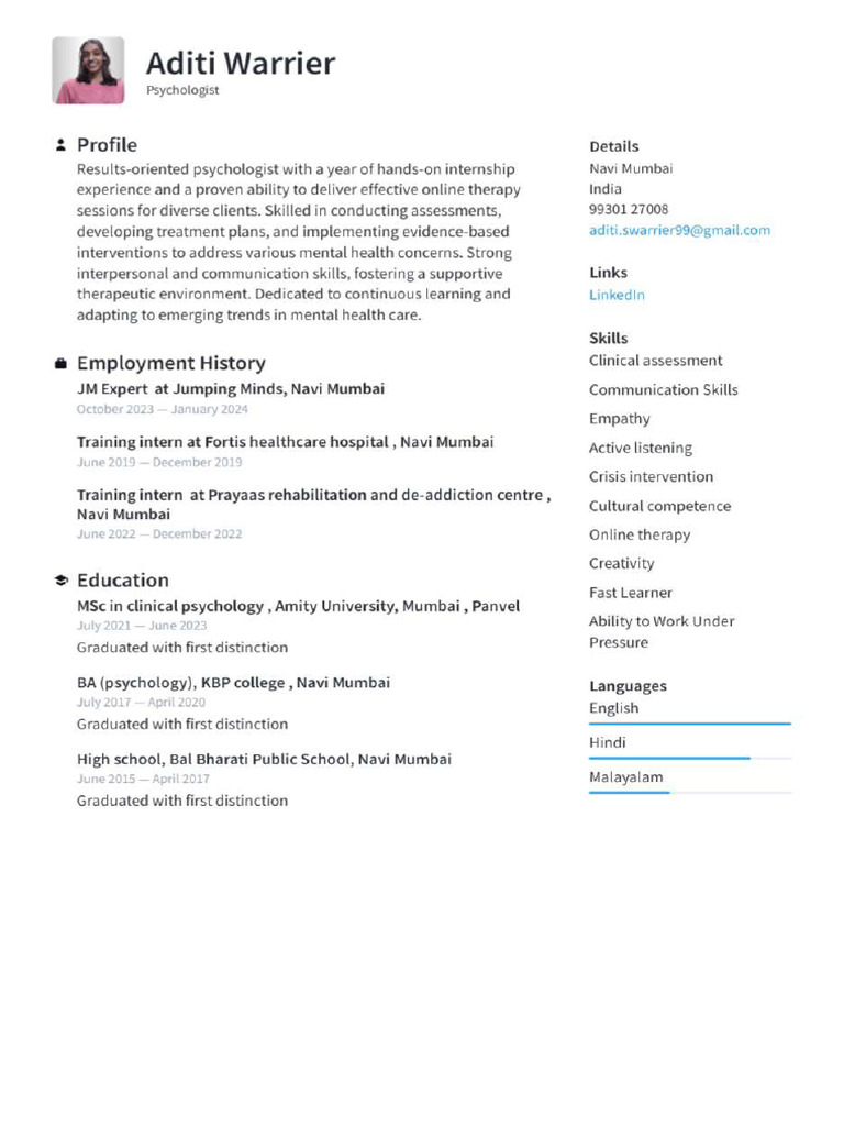 Aditi Resume | PDF