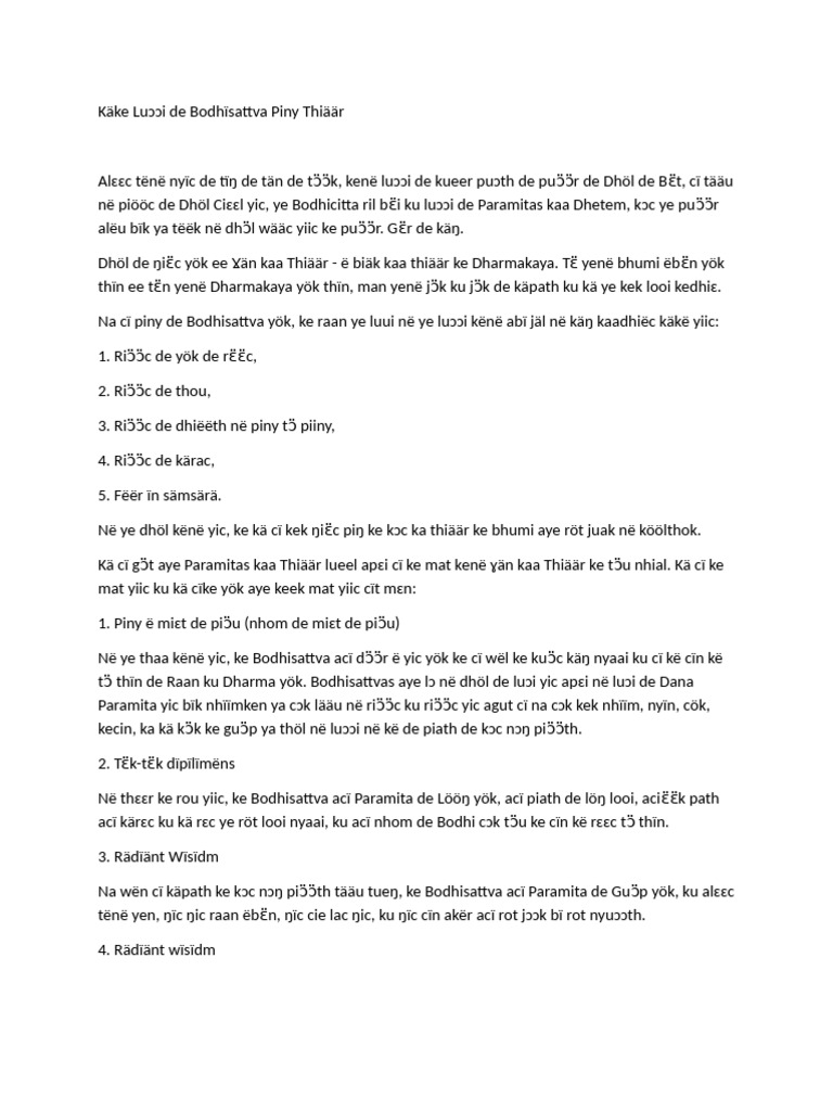 Käke Luɔɔi de Bodhïsattva Piny Thiäär | PDF