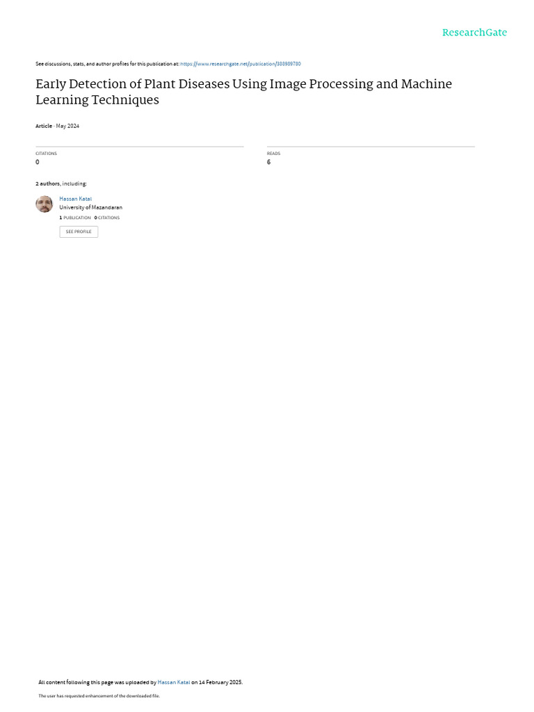 Early Detection of Plant Diseases Using Image Processing and Machine ...