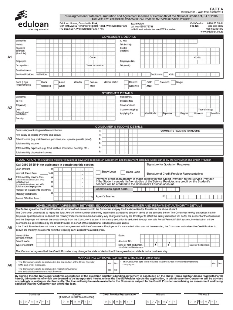 6 Eduloan Application Form | PDF | Credit Card | Credit