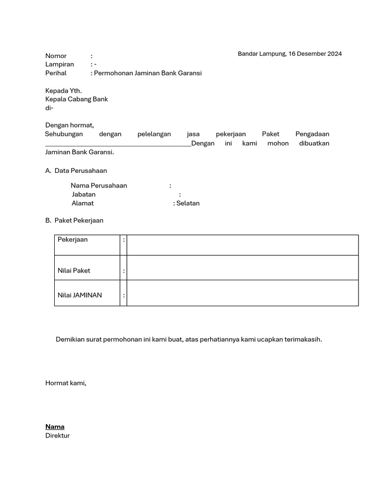 Jaminan Bank Garansi -Template | PDF