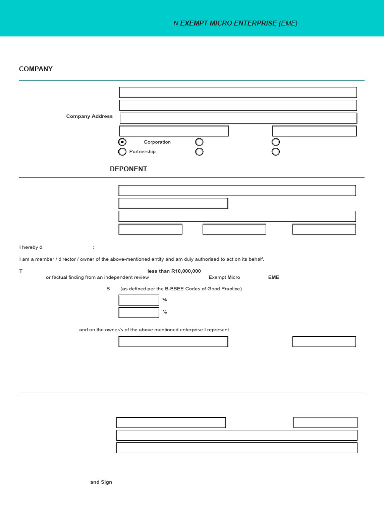 BBBEE Affidavit - Template - EME | PDF | Affidavit | Private Law