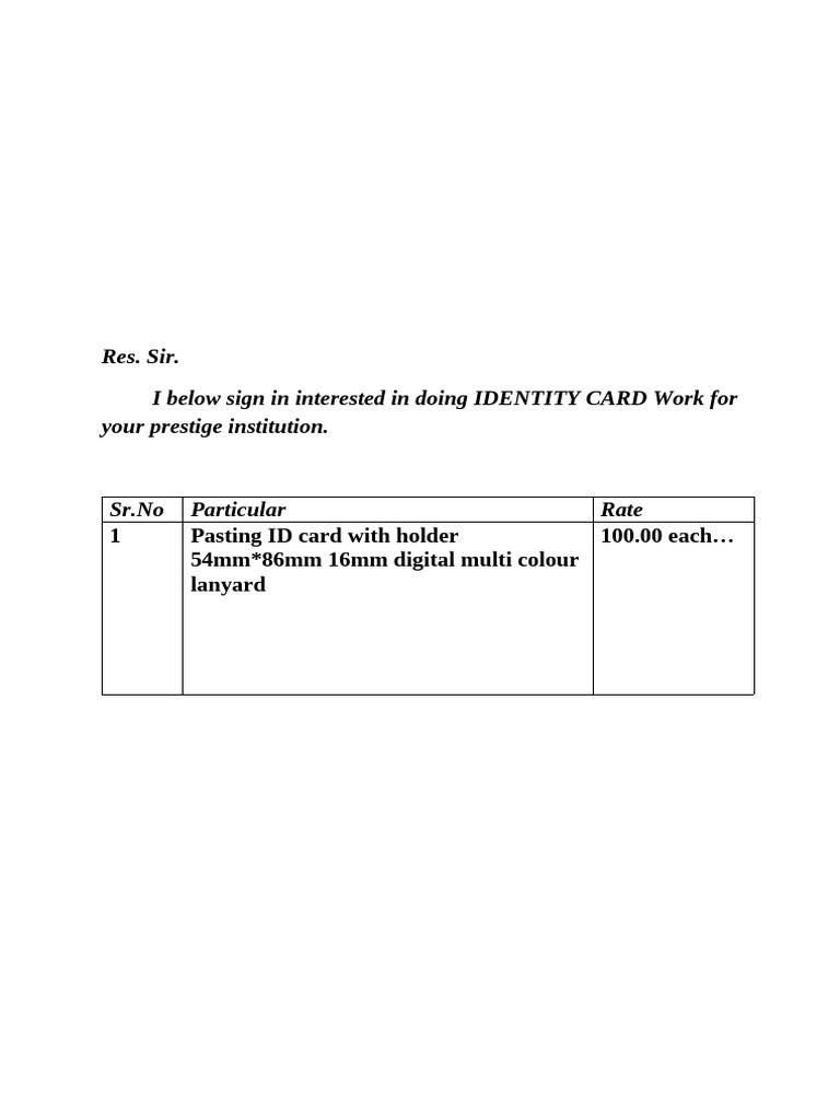 Identity Card Services and Pricing | PDF