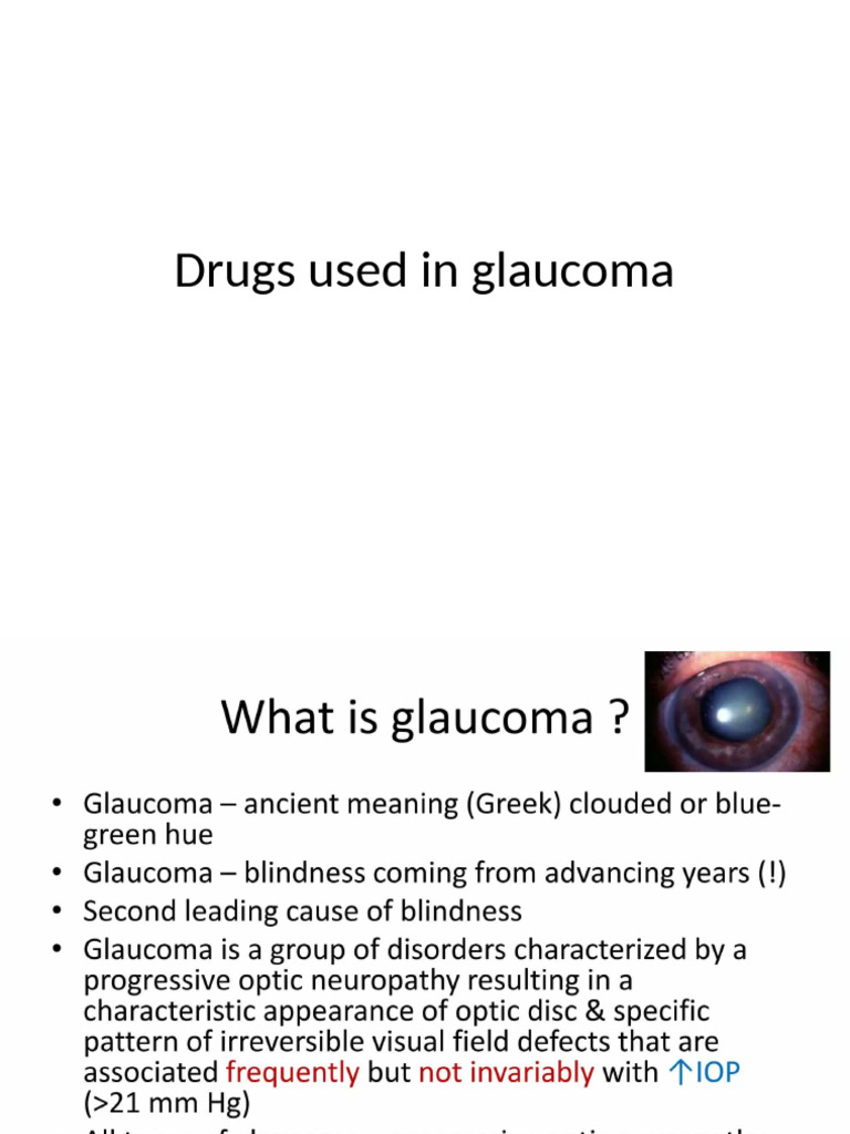 Glaucoma Drug Overview | PDF