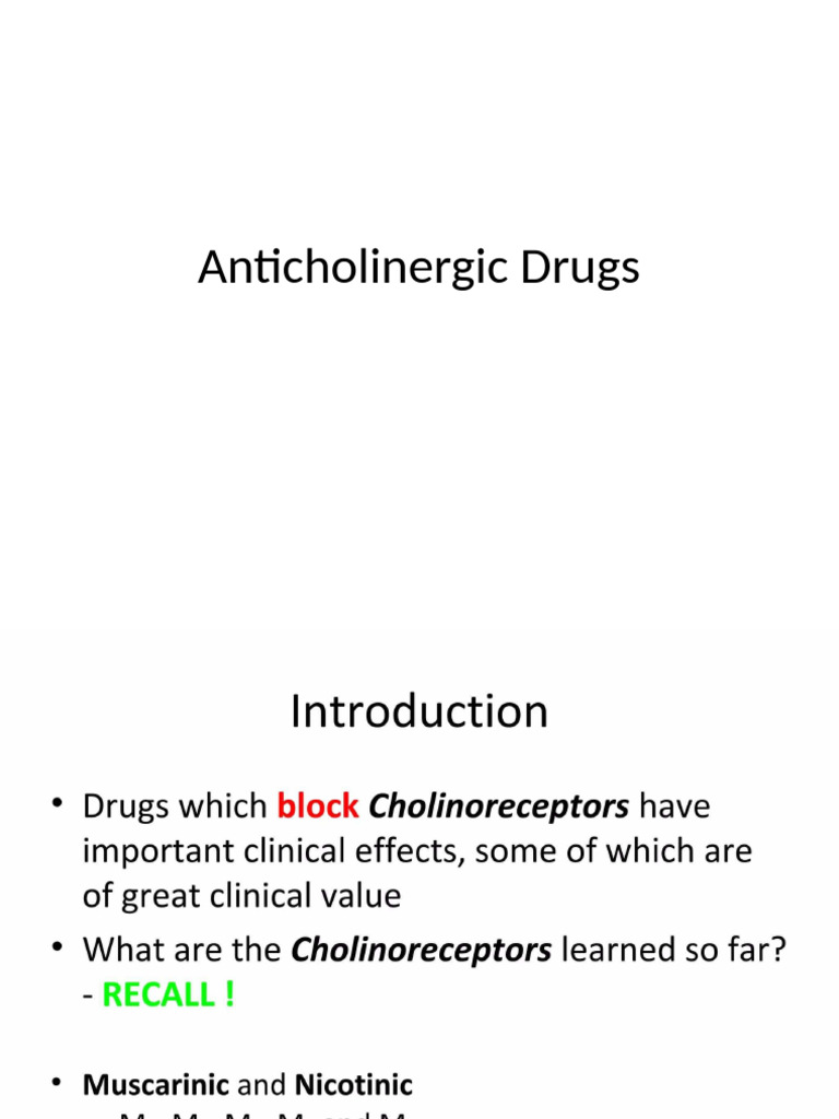Anticholinergic Drugs | PDF