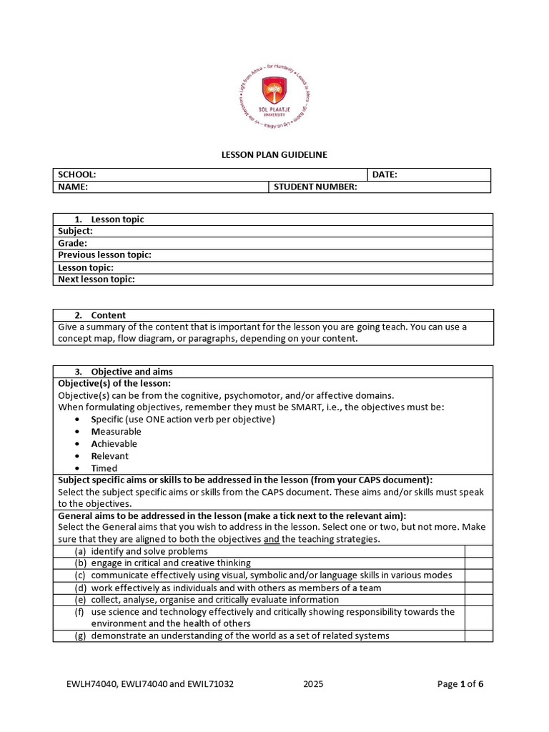 2025 Lesson Plan Guidelines | PDF | Learning | Educational Assessment
