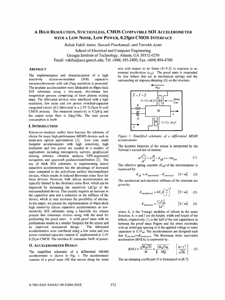High-Resolution SOI CMOS Accelerometer | PDF | Accelerometer | Capacitor