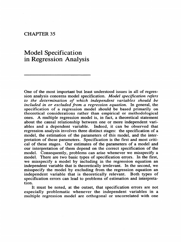 Model Specification in Regression Analysis | PDF | Regression Analysis ...