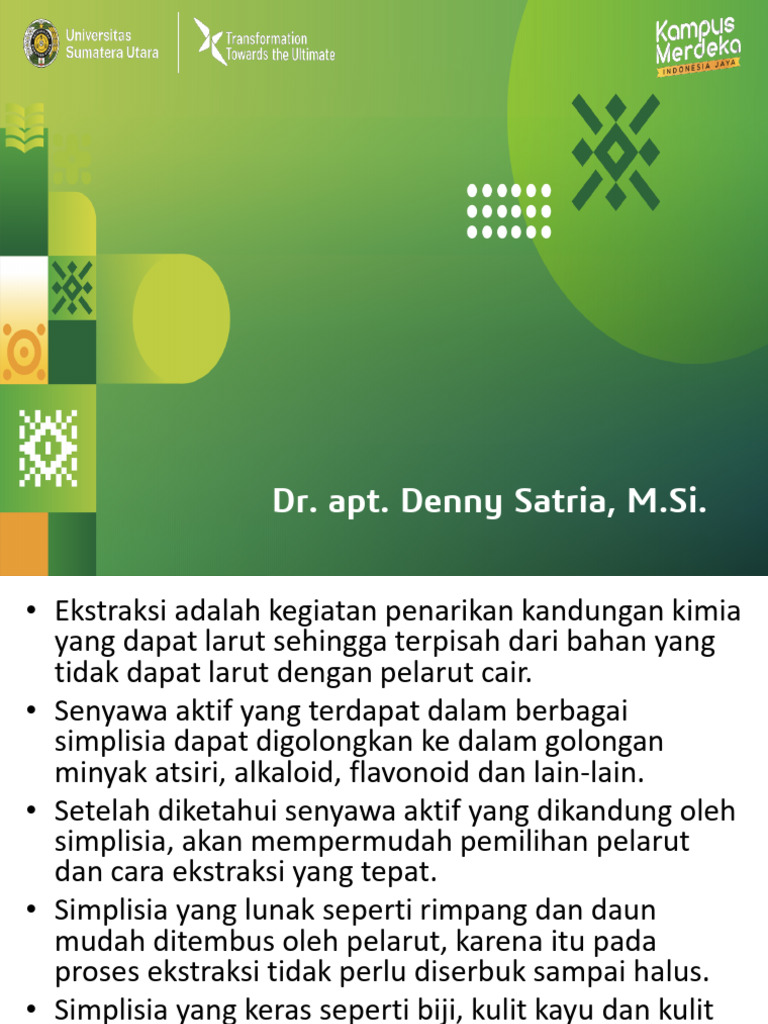 Ekstraksi Dan Metode Ekstraksi (Pak Denny) | PDF