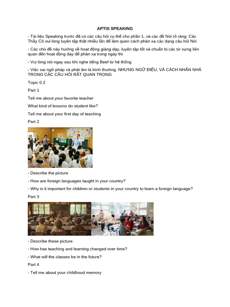 APTIS Speaking Practice Guide | PDF | Schools | Teachers