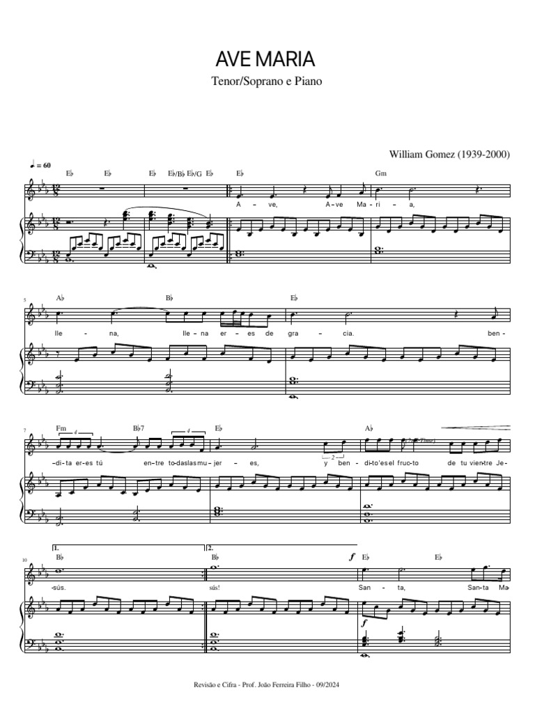 Ave Maria by William Gomez | PDF | Poetics | Elements Of Music
