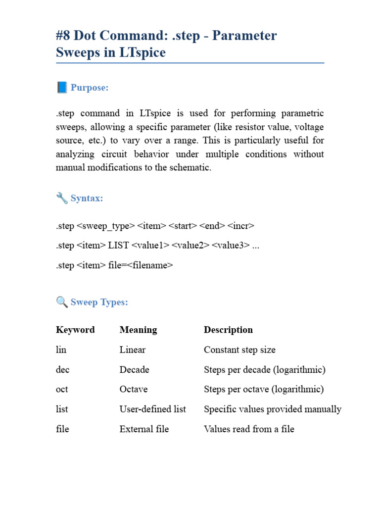 8LTspice STEP Command | PDF