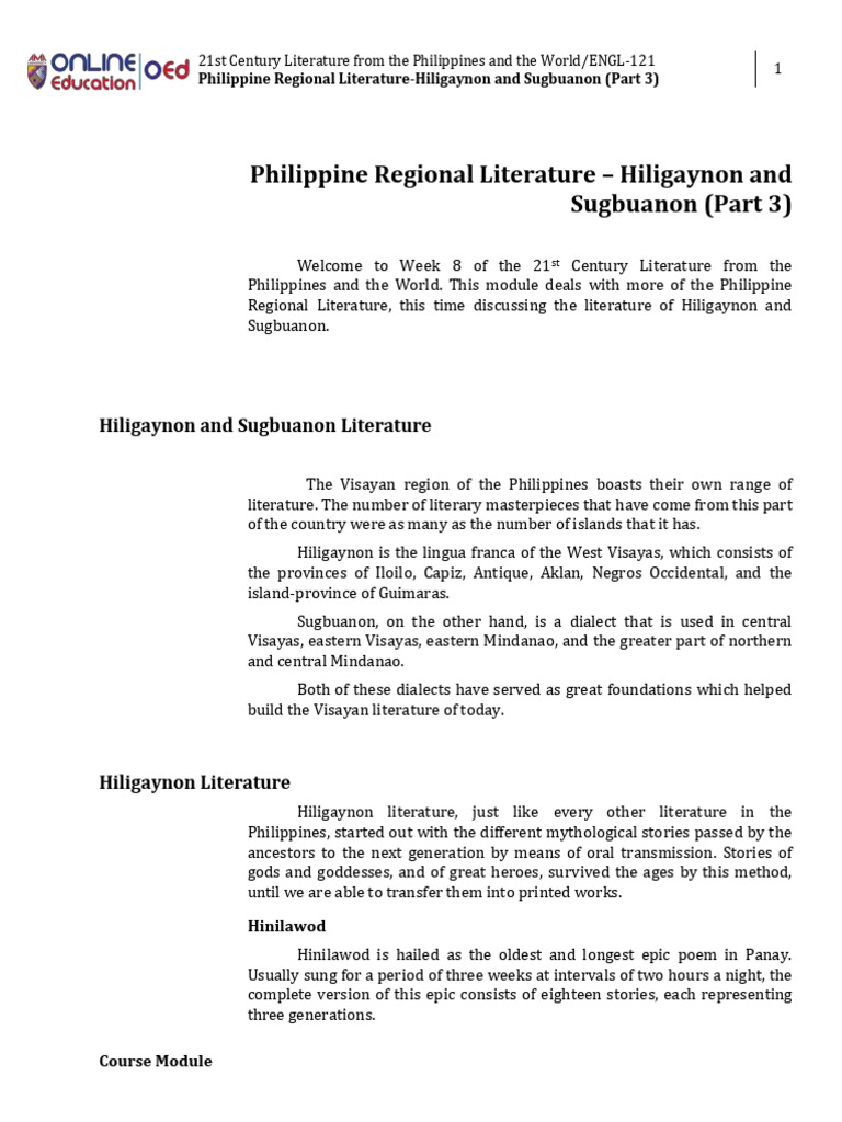 Sugbuanon Literature Overview | PDF