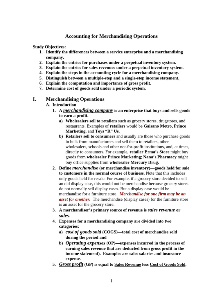 Accounting for Merchandising Operations | PDF | Debits And Credits ...