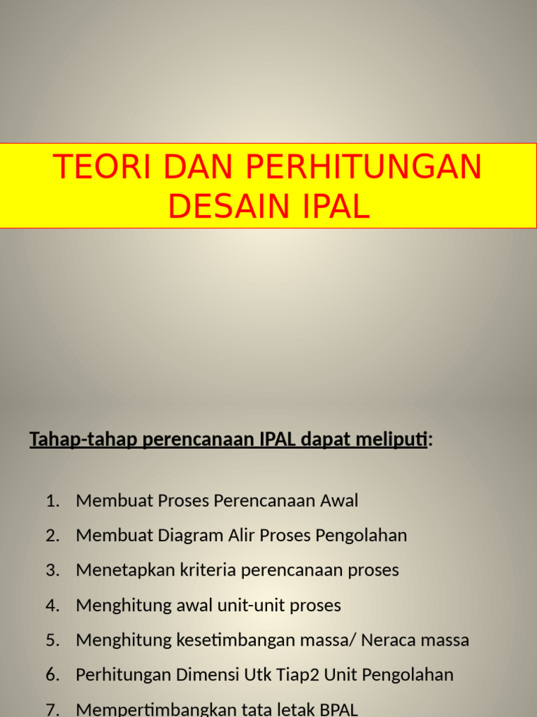 Teori Desain IPAL | PDF