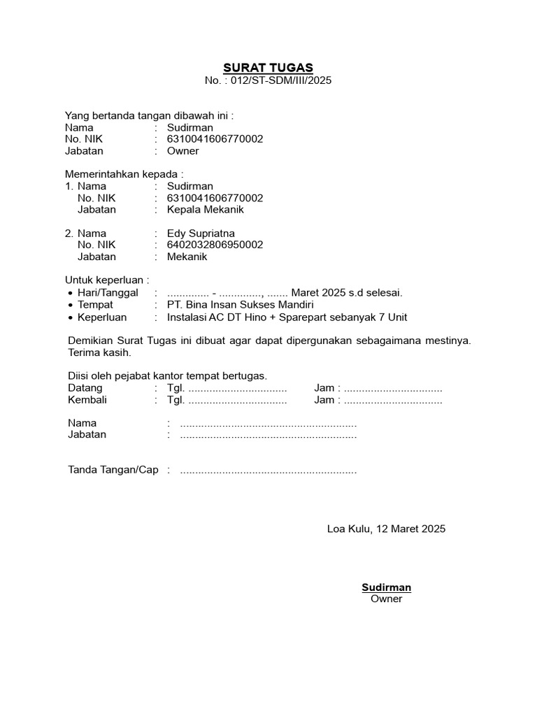 Surat Tugas | PDF