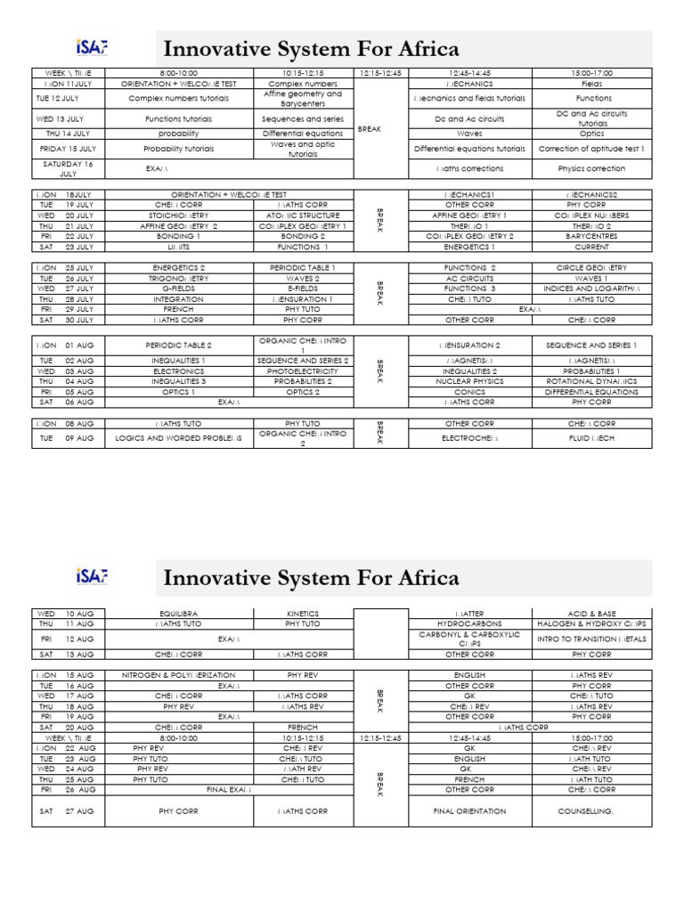 Isaftimetable Phase II | PDF | Applied And Interdisciplinary Physics ...